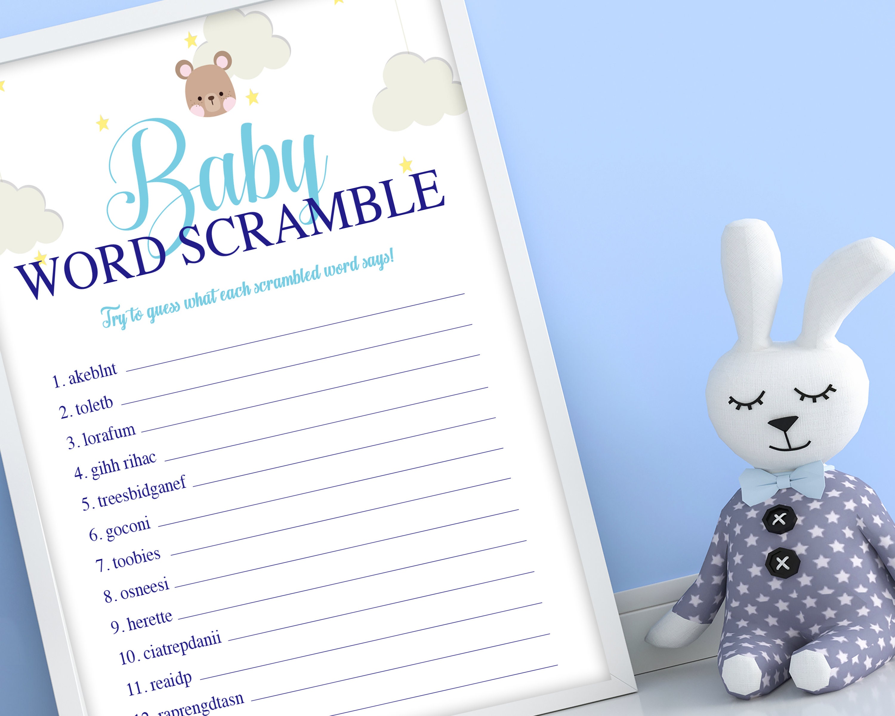 Paper & Party Supplies Baby Shower Game Printable Baby Word Scramble ...