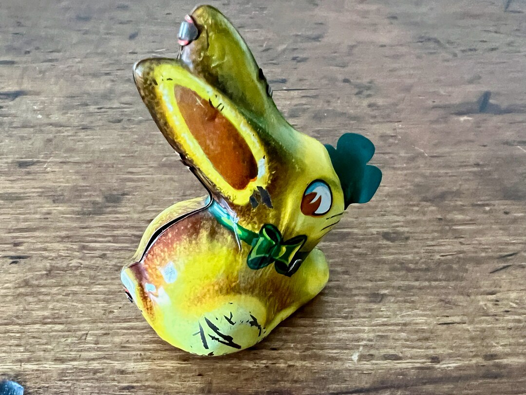 Vintage Bunny Rabbit hop Hop Tin Lithograph Toy 918 by Lehmann Bros ...