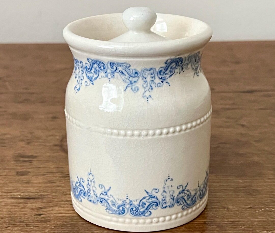 Vintage Condiment Jar "victoriana" by Royal Crownford With Lid in Blue ...