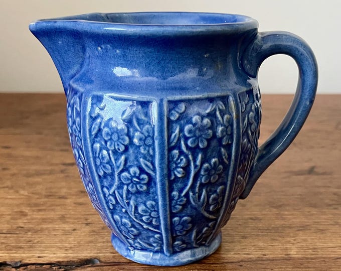 Antique Blue Stoneware Pitcher
