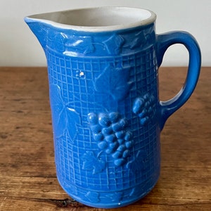 Antique Uhl Pottery Stoneware Pitcher, Blue Grapes Trellis Design - Etsy