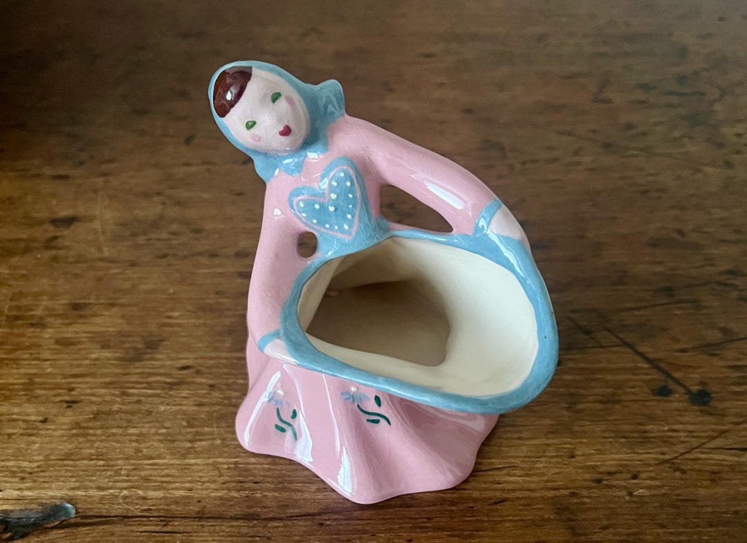 Vintage Kim Ward Hollywood Pottery "cameo Waltz" Hand Painted Girl ...