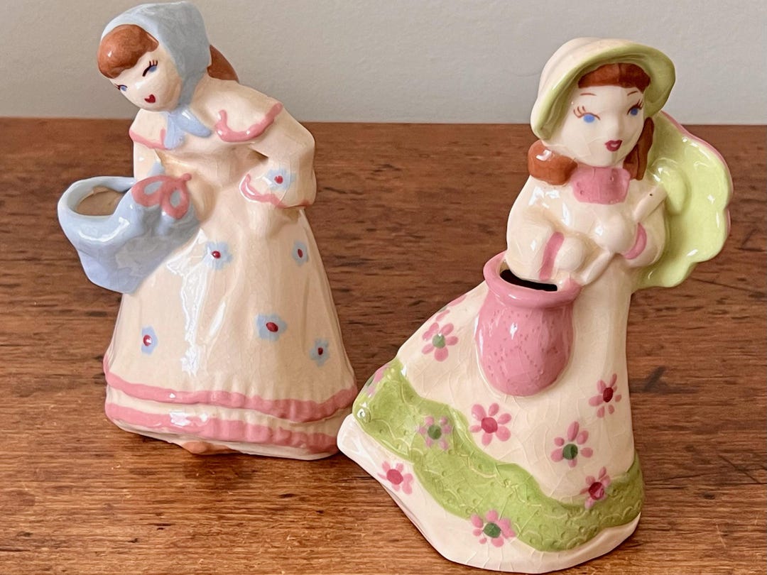Vintage Weil Ware Girl Figurine Vases: California Art Pottery Set - Etsy