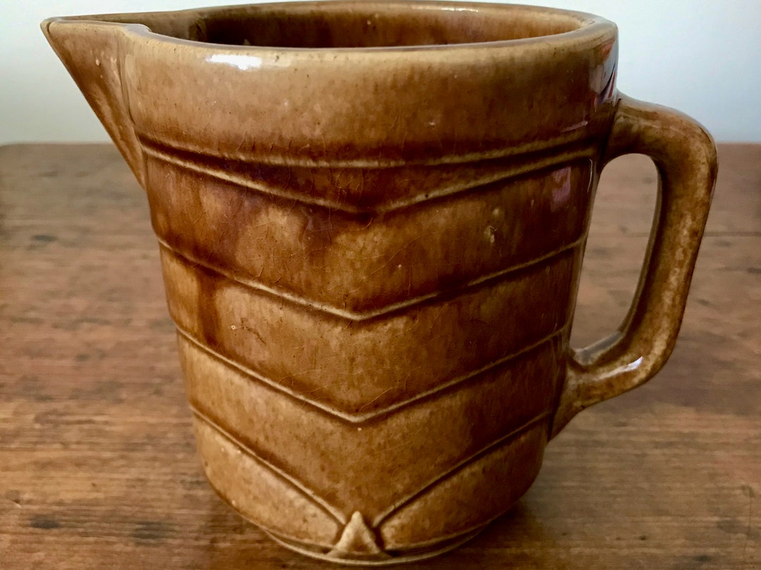 Vintage Pitcher Western Monmouth Pottery Brown Stoneware Jug Art Deco ...