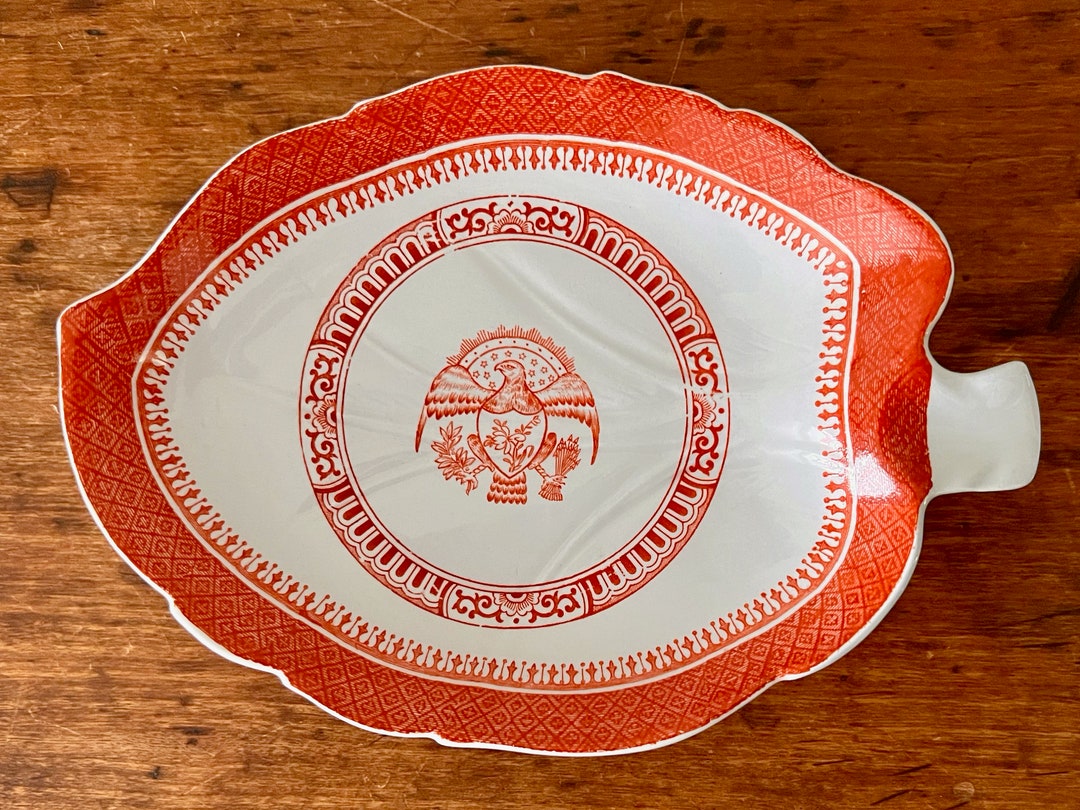 Vintage Pickle Plate Copeland Spode England Old Bedford Red Eagle Leaf ...