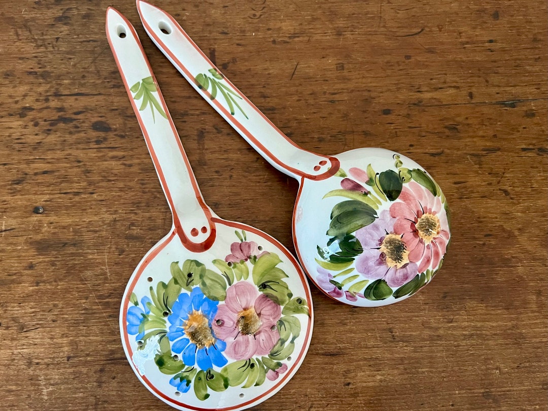 Vintage Italian Ceramic Ladle & Strainer ABC Ceramiche Bassano Hand ...