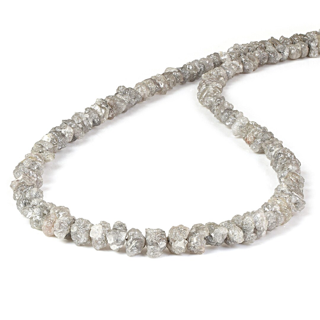 Natural Grey Diamond Necklace Raw Diamond Beads Necklace Diamond Uncut ...