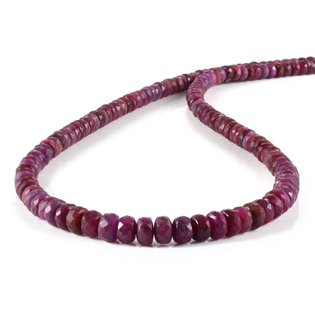 Genuine Ruby Beads Necklace,july Birthstone Necklace,natural Gemstone ...