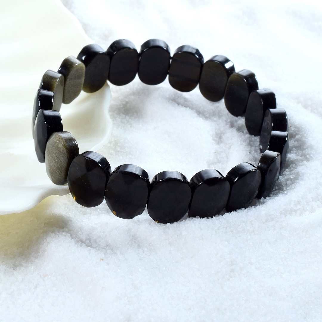 Obsidian Beads Bracelet-natural Gemstone Jewelry-healing Crystal ...