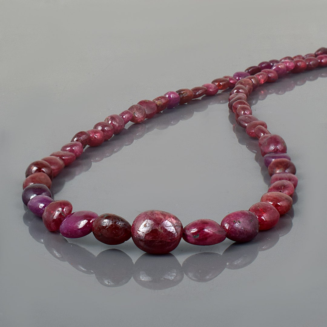 Natural Red Spinel Necklace 925 Silver 18 Chain Jewelry Gift Beaded ...