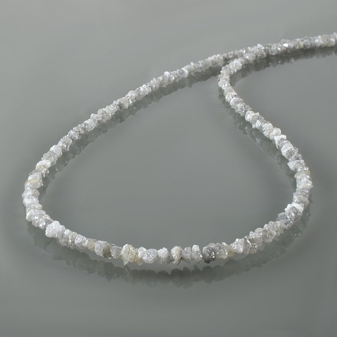 Grey Raw Diamond Necklace Sterling Silver Rough April Birthstone - Etsy