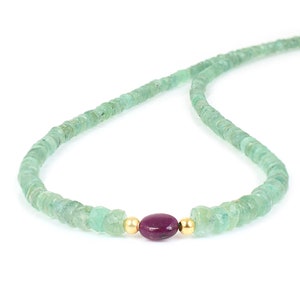 Genuine Columbian Emerald & Ruby Necklace,multicolor Gemstone 18 Beaded ...