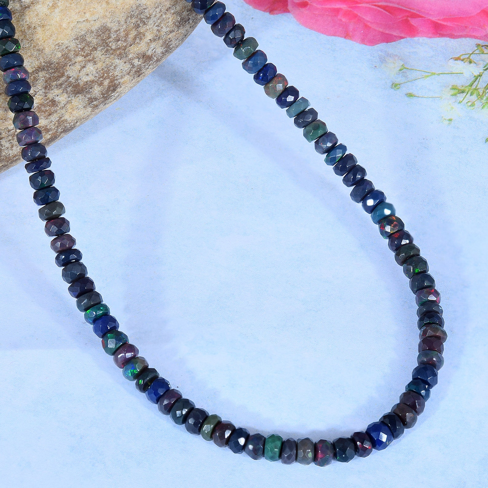 Black Sparkling Ethiopian Opal Beaded Necklace Genuine - Etsy