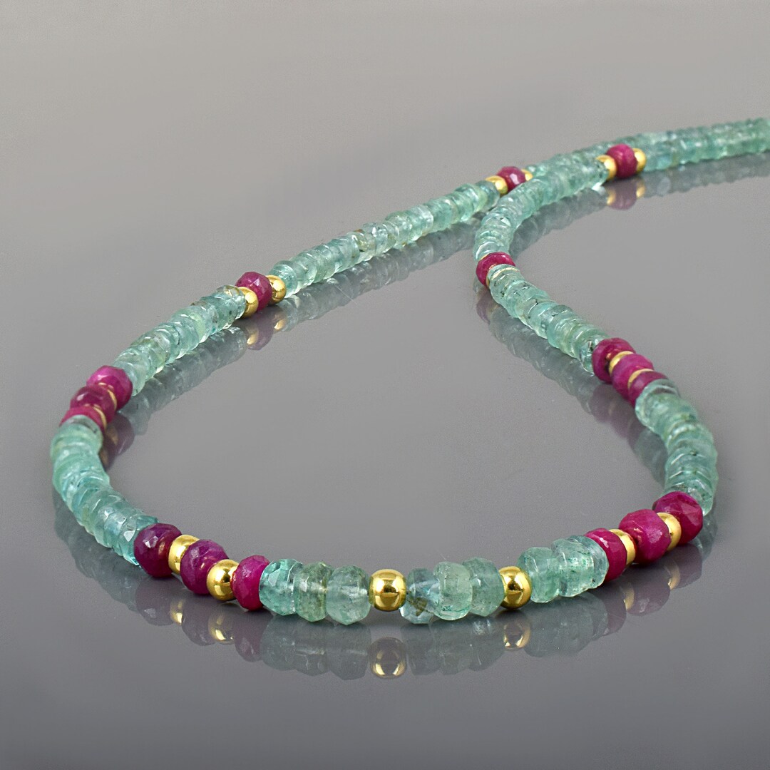 Natural Columbian Emerald Necklace,genuine Ruby Necklace,gemstone ...