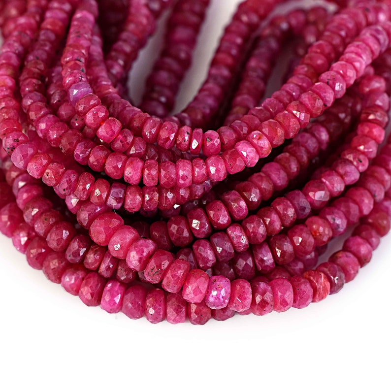 Natural Ruby Beads Strands Rondelle Faceted Pink Stone Beads - Etsy