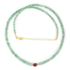 Genuine Columbian Emerald & Ruby Necklace,multicolor Gemstone 18 Beaded ...