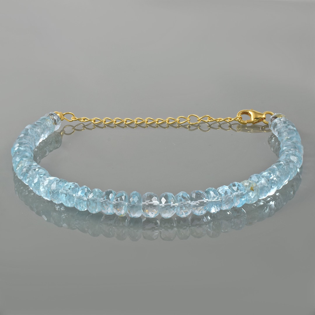 Genuine Blue Topaz Bracelet,925 Silver Handcrafted Topaz Jewelry,sky ...