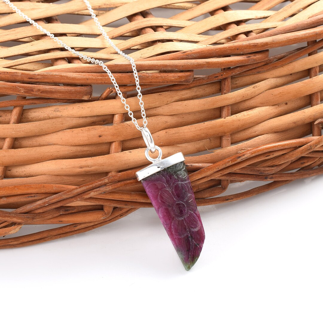 Minimalist Ruby Pendant, July Birthstone Jewelry, 925 Silver Necklace ...