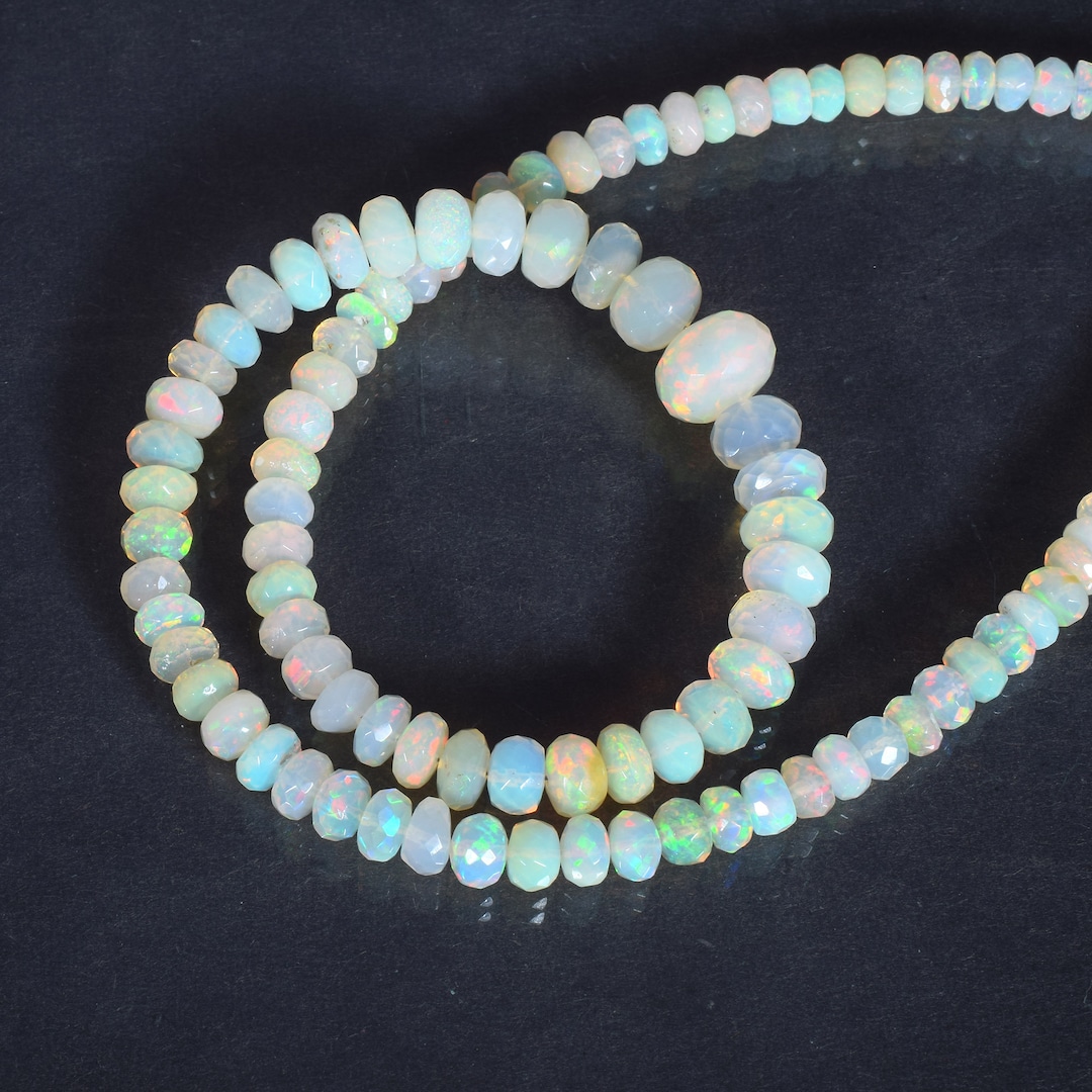 Genuine Sparkling Ethiopian Opal Beads Necklace,handcrafted 925 Silver ...