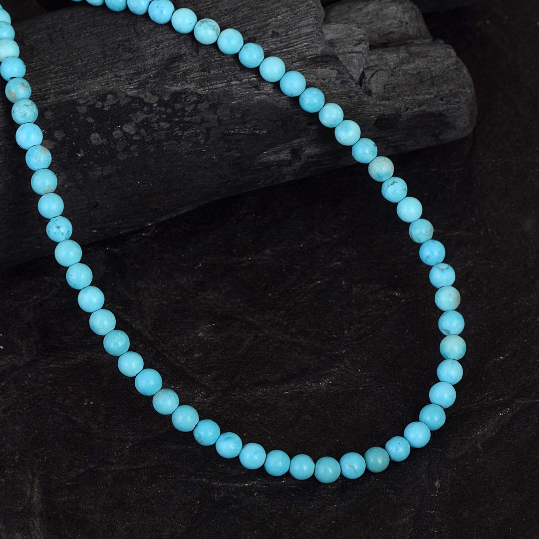 Turquoise Necklace Turquoise Beaded Necklace Sterling Silver Turquoise ...