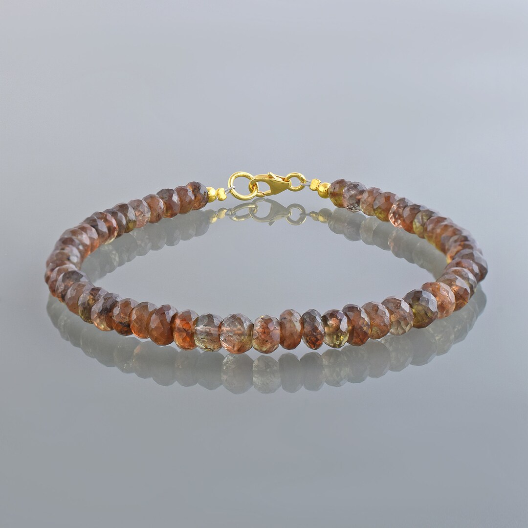 Beaded Andalusite Bracelet Brown Gemstone Jewelry Silver Chain - Etsy