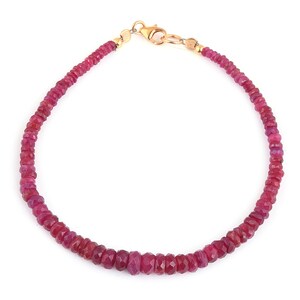 Beaded Ruby Bracelet July Birthstone 8" Faceted Pink Jewelry - Etsy