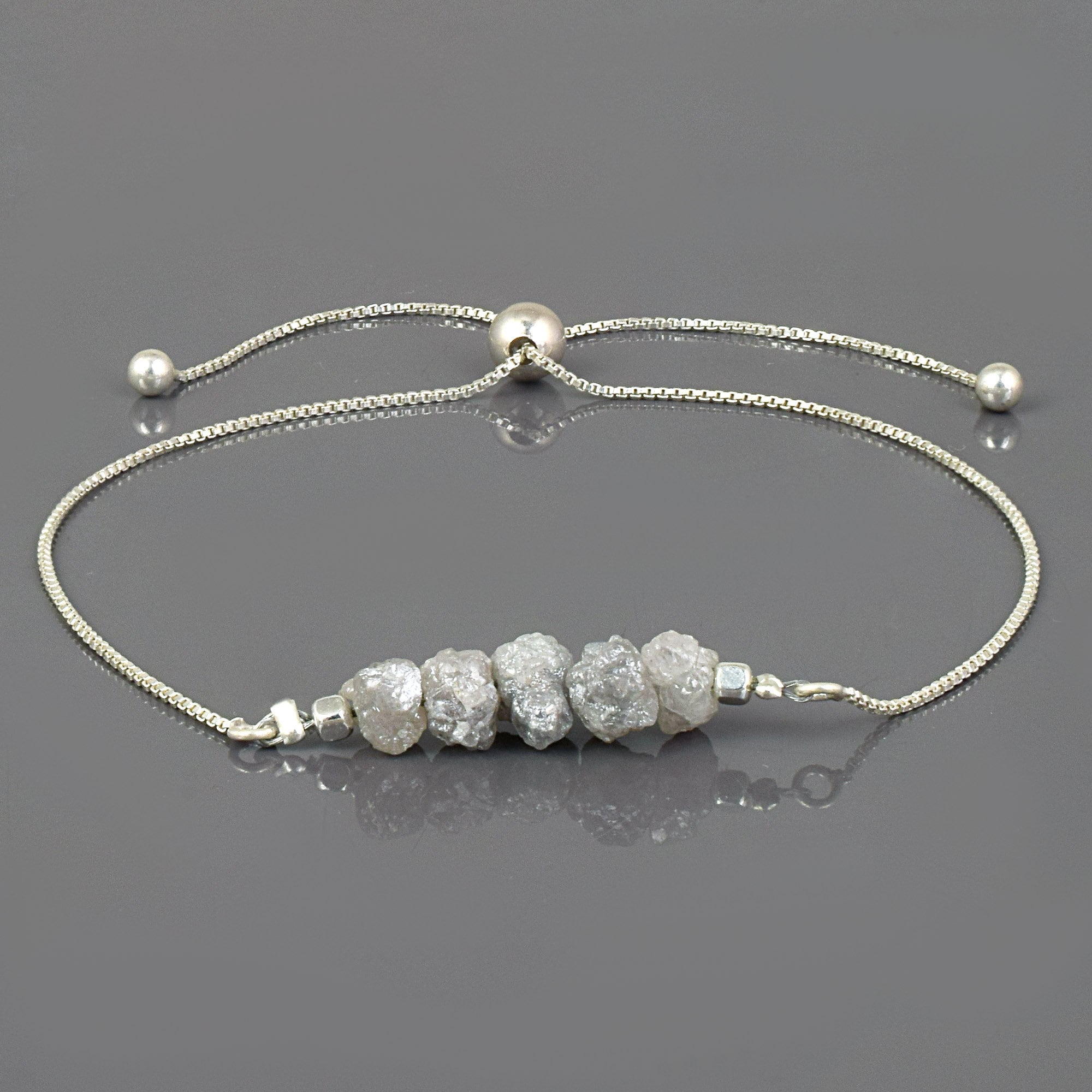 Natural Grey Diamond Braceletraw Diamond Braceletdiamond - Etsy