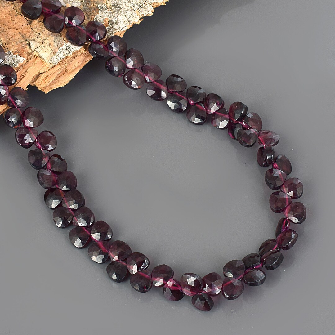 Genuine Red Garnet Gemstone Necklace Heart Faceted Red Garnet - Etsy