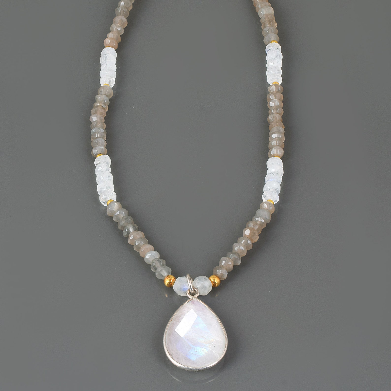 Natural Chocolate Moonstone Necklace,white Rainbow Moonstone Crystal ...