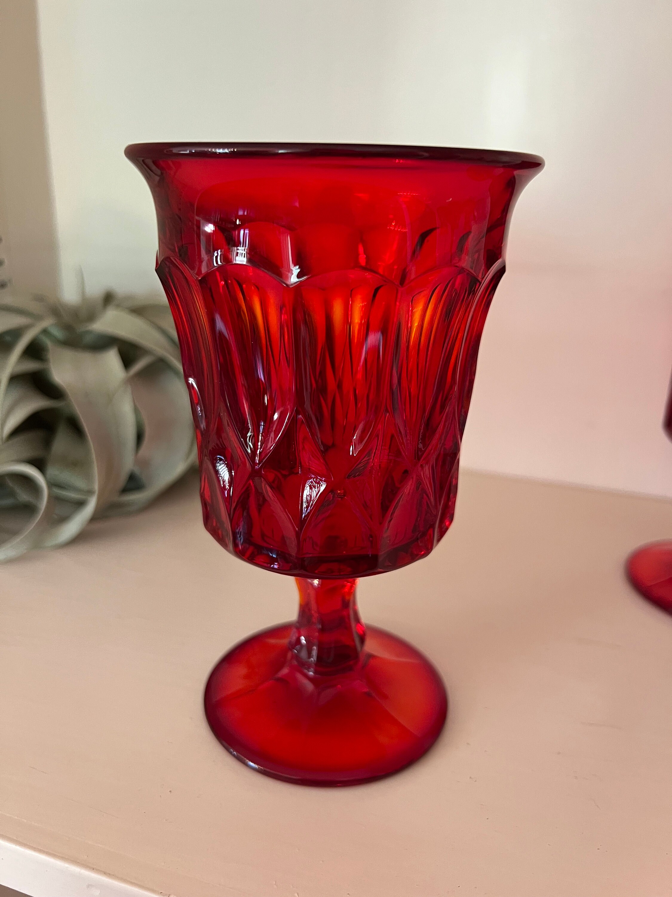 Vintage Amberina Glass Goblets Drinking Glasses MCM - Etsy