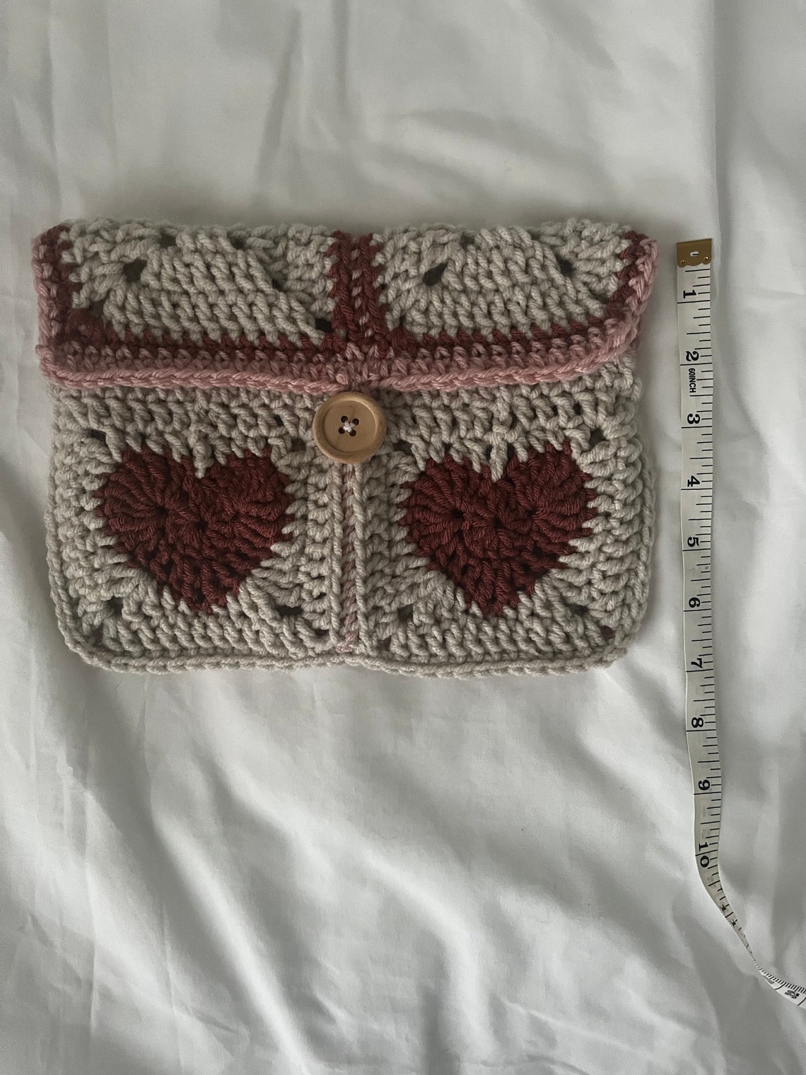 Crochet Heart Sleeve Book Cover iPad Case Book Sleeve Crochet Heart ...