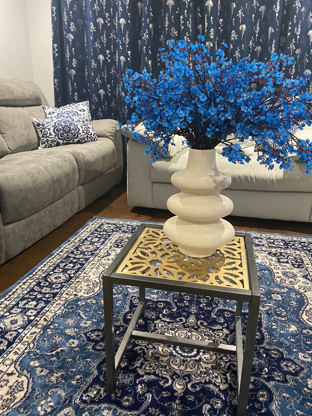 Moroccan Arabic Metal Square Side Table With Glass & Geometric Pattern ...