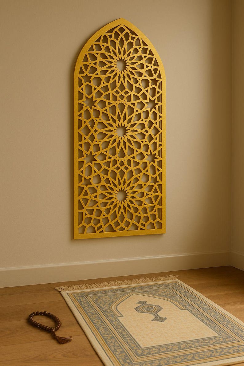 Tall Mihrab Arch, Geometric Arabesque Islamic Wall Art - Etsy