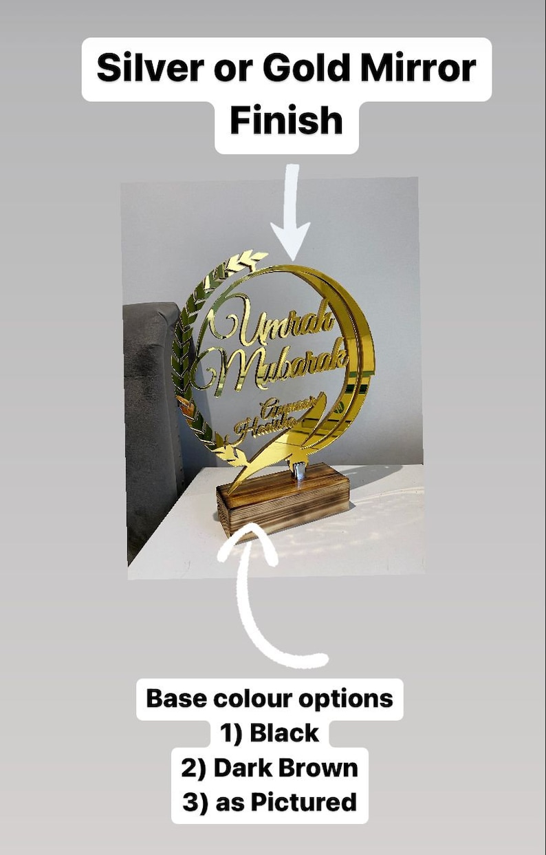 Personalized Umrah Mubarak Table Decor, Gold Mirror Islamic Art, Hajj ...