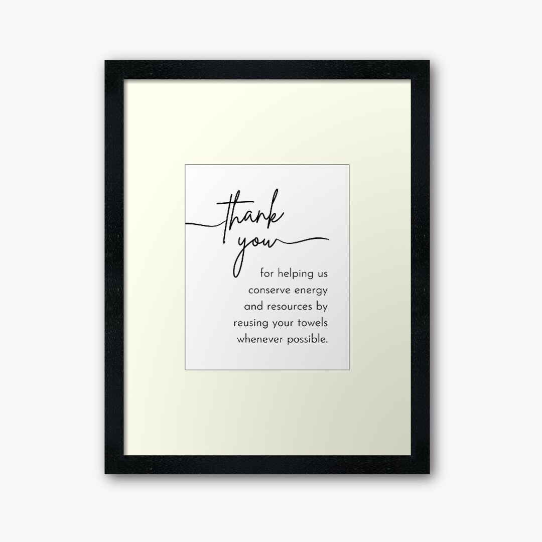 Reuse Towels Printable Sign in Minimal Monochrome INSTANT DOWNLOAD for ...