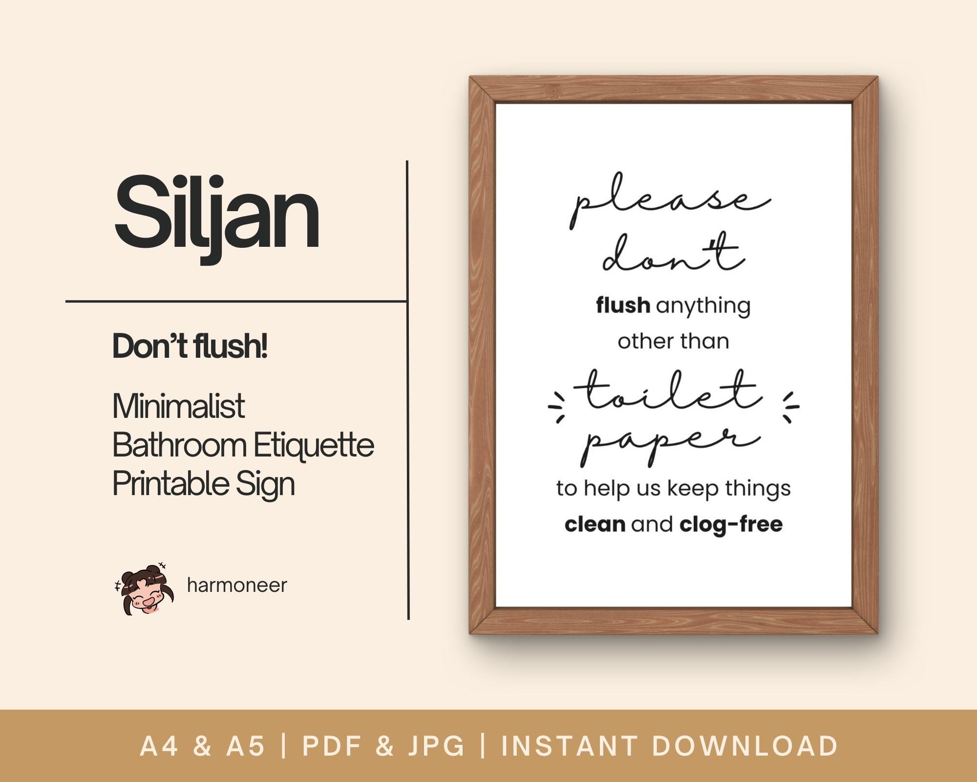 Toilet Paper Only Sign, Minimalist Bathroom Art (digital Download ...