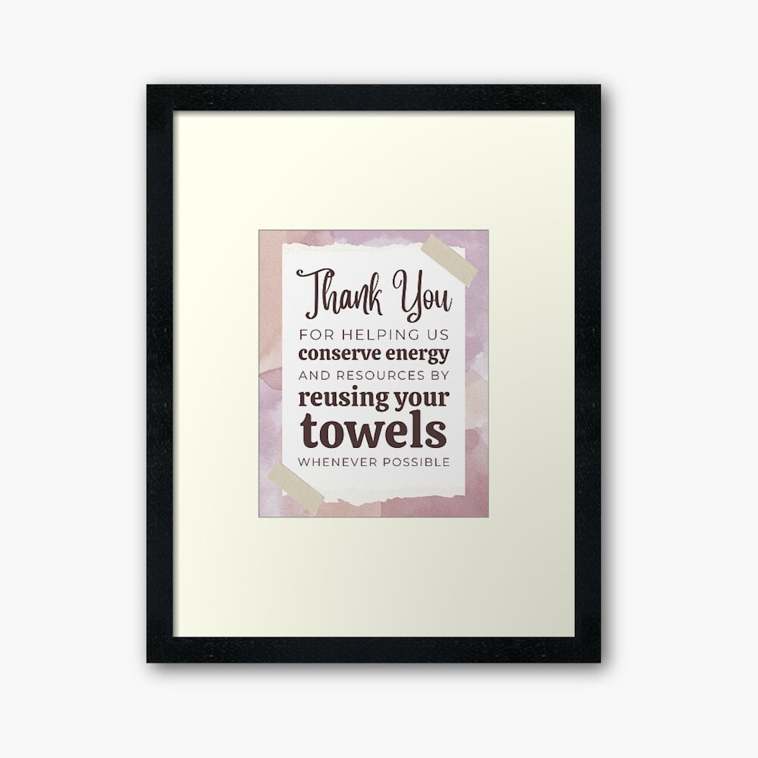 Reuse Towels Printable Sign in Pink Watercolor INSTANT DOWNLOAD for ...
