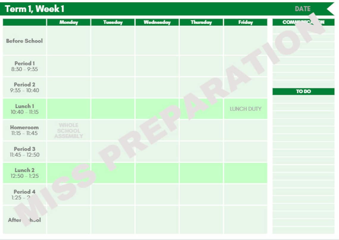 Custom Teacher Term Planner WITH CLASSES Secondary | Etsy