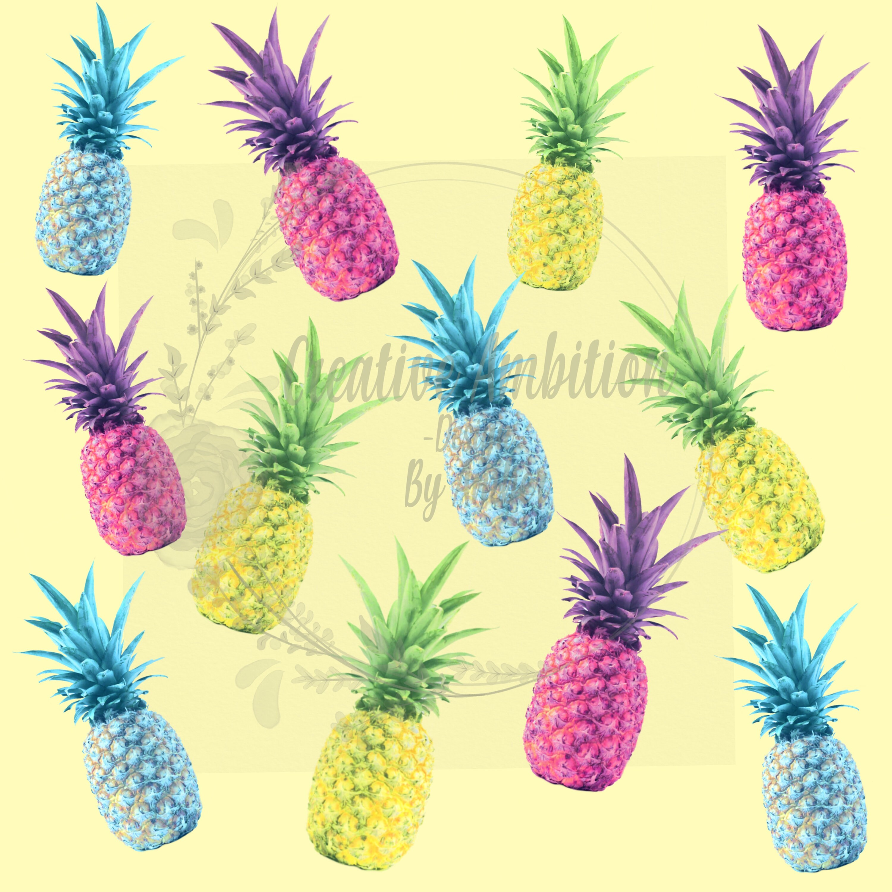 Ananas-Muster-Jpeg digitales Papier digitale Ananas Papier-Sommer ...