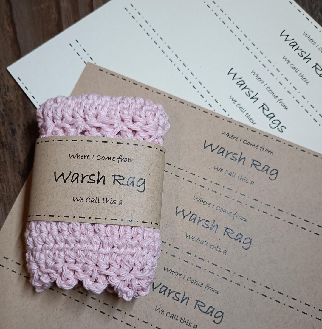 2 PRINTABLE PDF ~ Warsh Rag ~ Warsh Rags Wrap Label ~ Washcloth ~ DIY ...