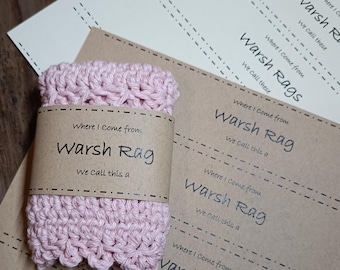 2 PRINTABLE PDF ~ Dishcloth ~ Dishcloths Wrap Label ~ Washcloth ~ DIY ...
