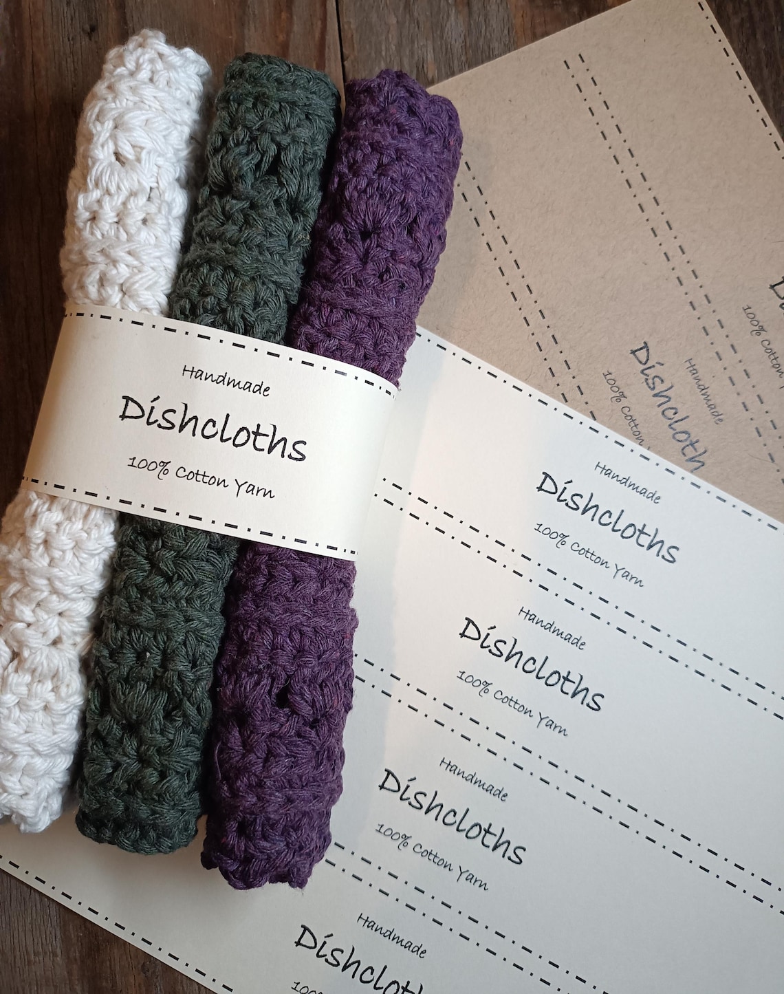2 PRINTABLE PDF ~ Dishcloth ~ Dishcloths Wrap Label ~ Washcloth ~ DIY ...