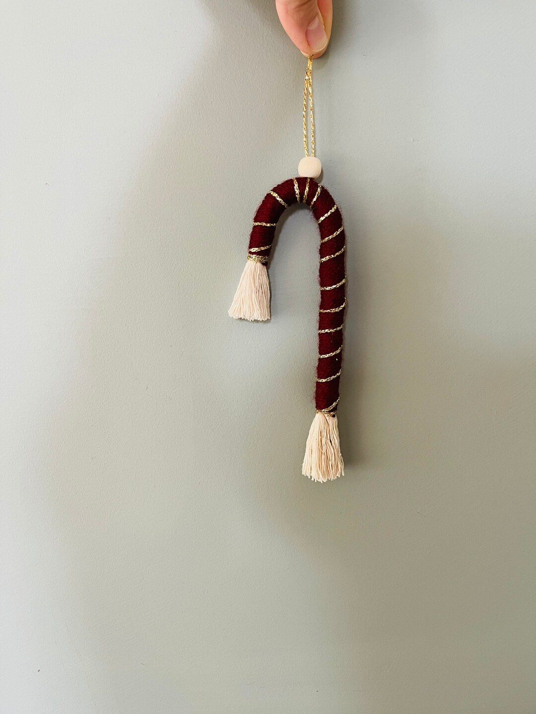 Christmas Candy Cane Macrame Christmas Decoration/ Ornament - Etsy
