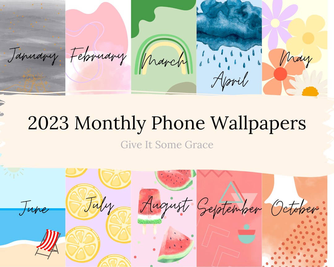 2023 Monthly Phone Wallpapers-- Digital Art, 12 Month Background ...