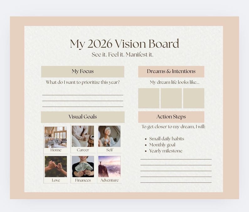 2026 Interactive Vision Board & Goal Planner | Canva Template - Etsy