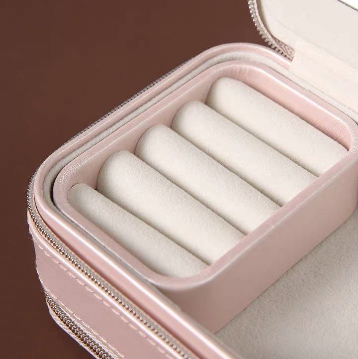 Double Sided Travel Jewelry Box PU Leather Travel Case Ring | Etsy