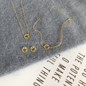 Happy Face Smile Gold Plated on 925 Sterling Silver Adjustable - Etsy