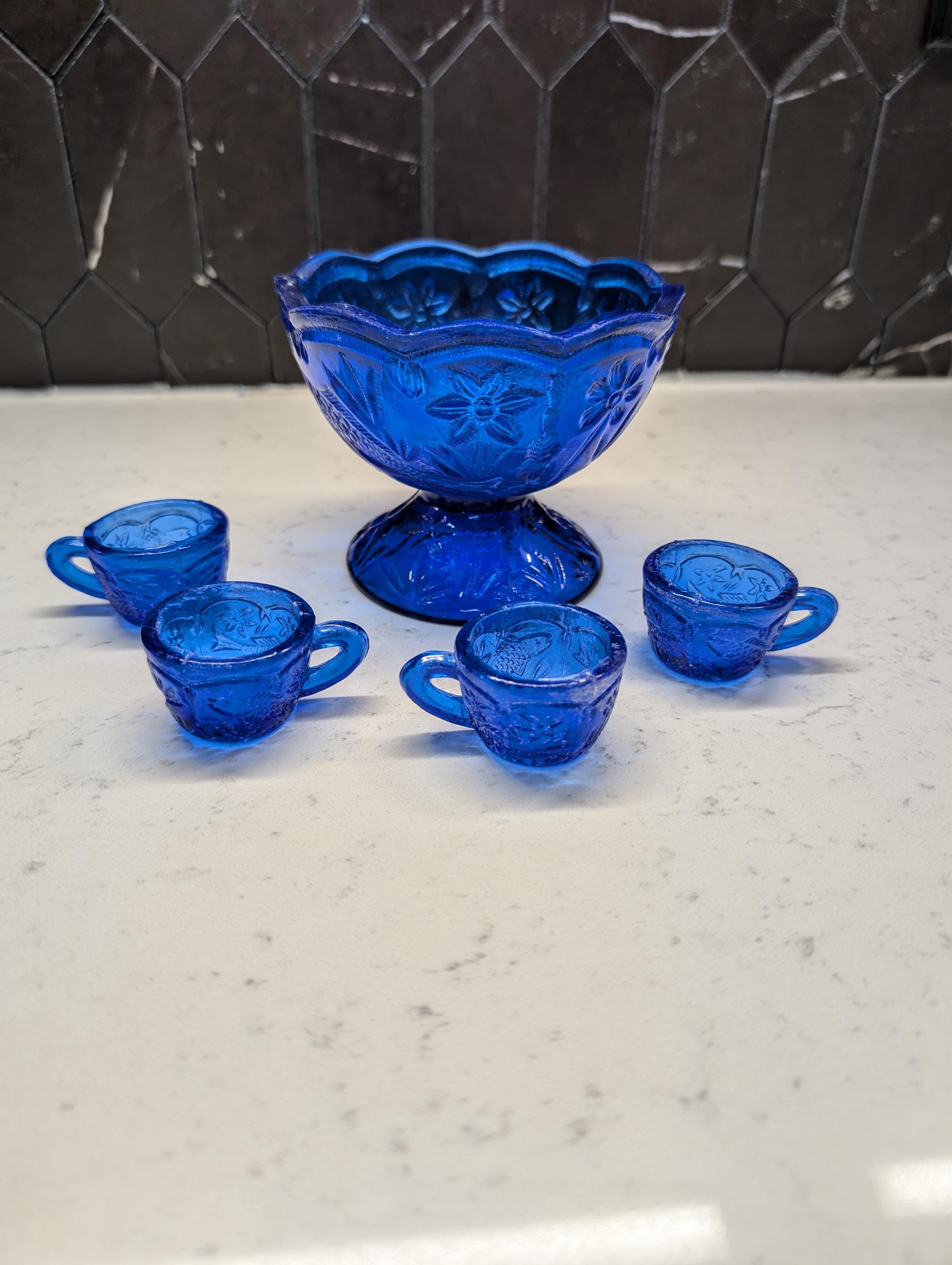 Mini Colbolt Blue Punch Bowl With Cups - Etsy