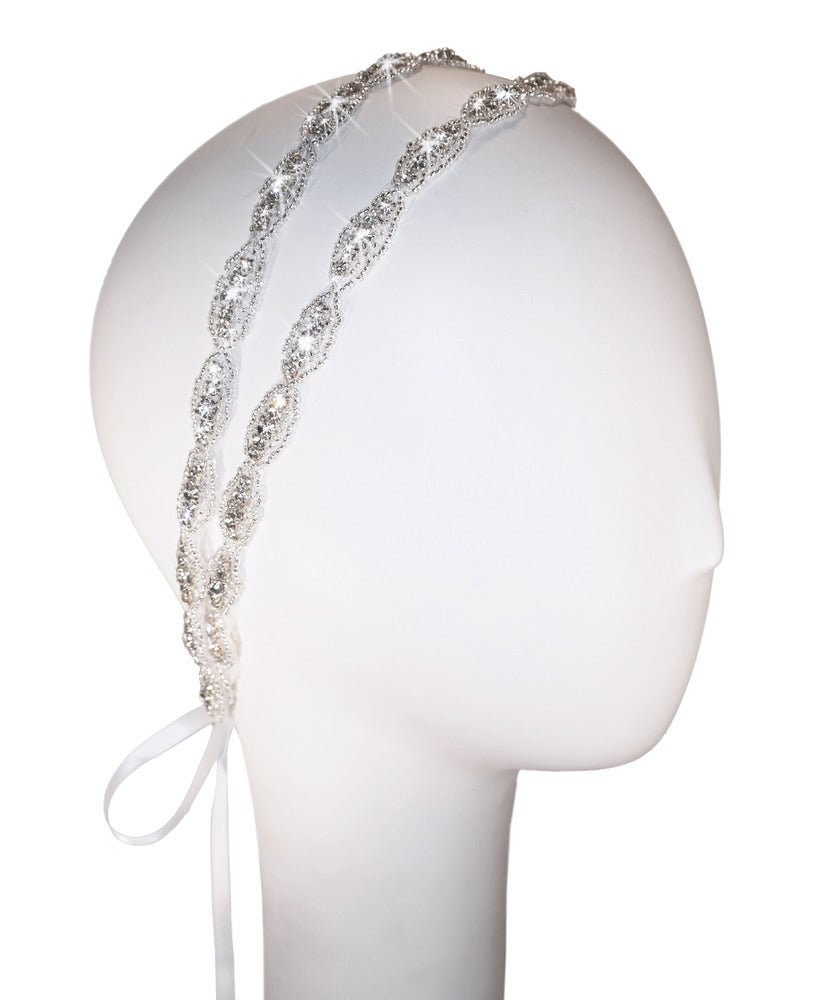 No. 02 Double Strand Silver Crystal Rhinestone Bridal Headband ...