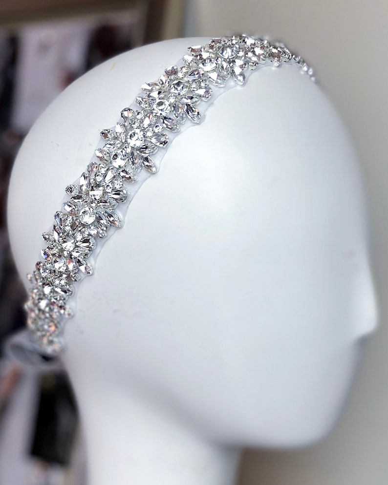 No. 21 Luxury Silver Crystal Embellished Rhinestone Bridal | Etsy